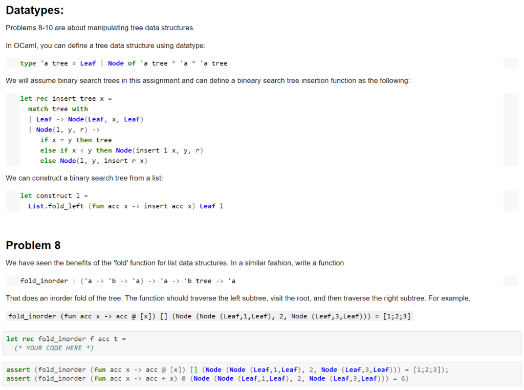 Solved please answer in ocaml language, I have the | Chegg.com