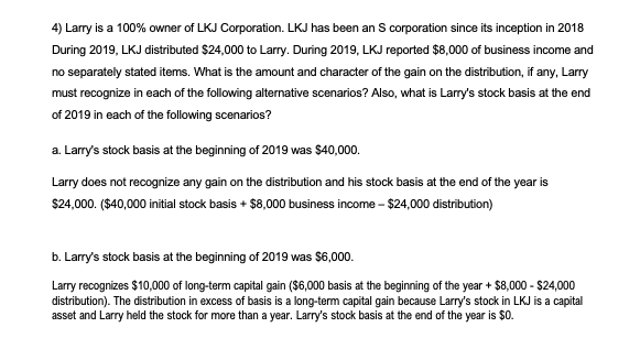 Solved 4) Larry is a 100% owner of LKJ Corporation. LKJ has | Chegg.com