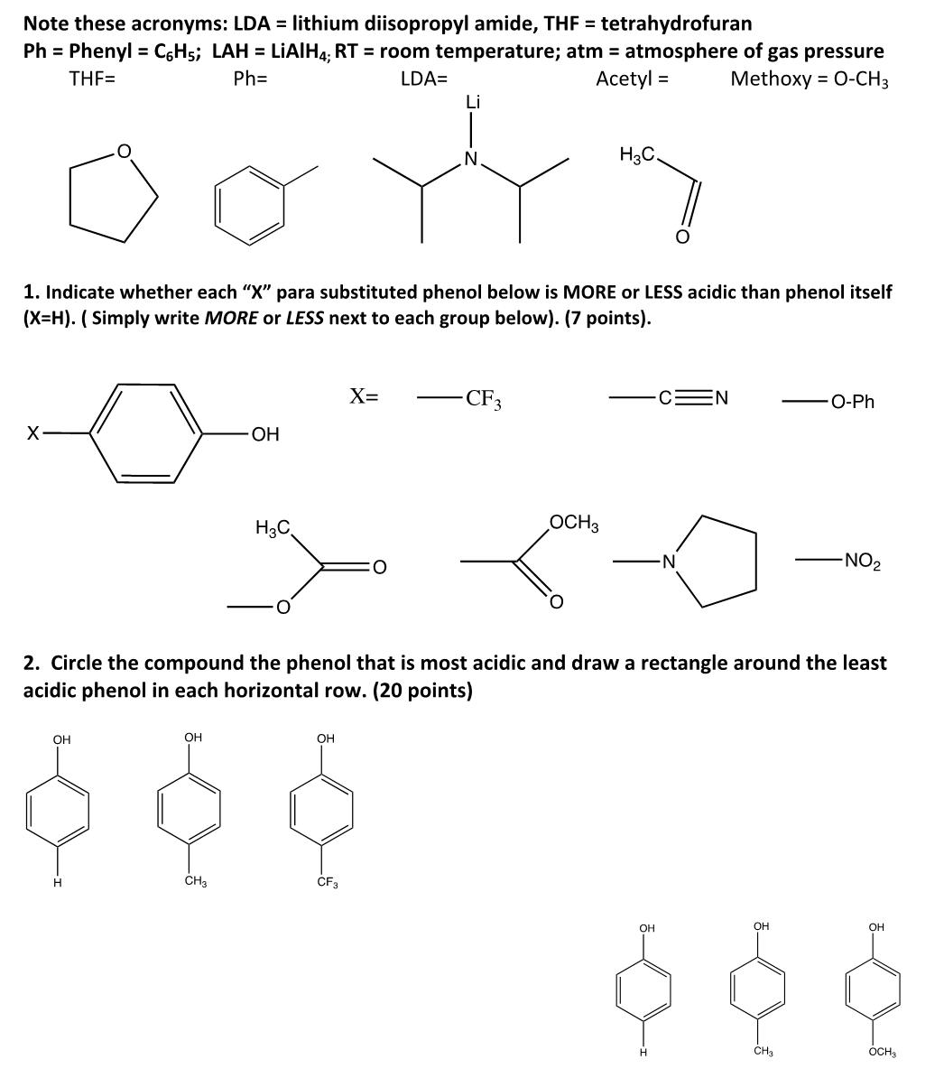 Solved Note these acronyms: LDA = lithium diisopropyl amide, | Chegg.com