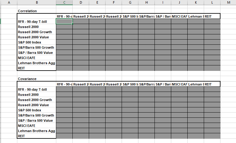 5. For cells C34:L43, insert formulas to complete the | Chegg.com