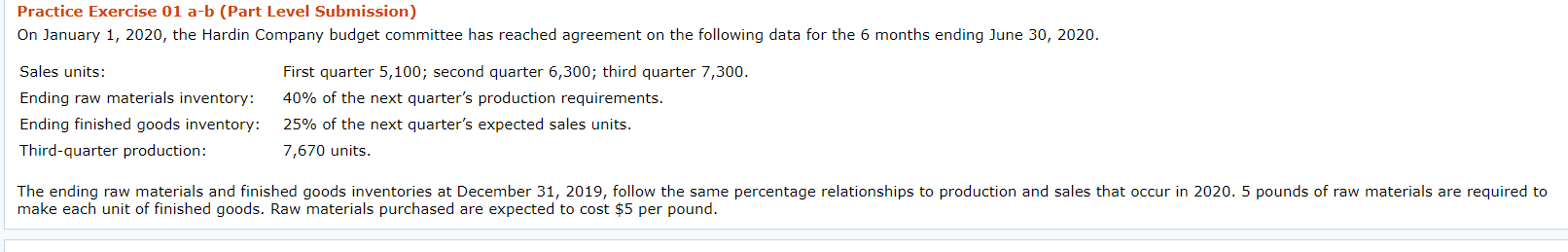 Solved Practice Exercise 01 a-b (Part Level Submission) On | Chegg.com