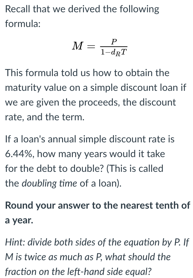 Solved Recall that we derived the following formula: 1-dRT | Chegg.com