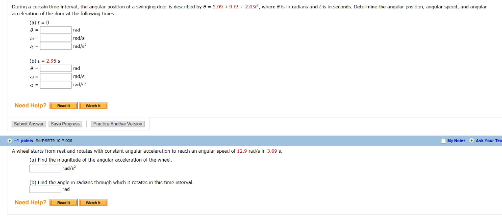 Solved During a certain time interval the angular position | Chegg.com