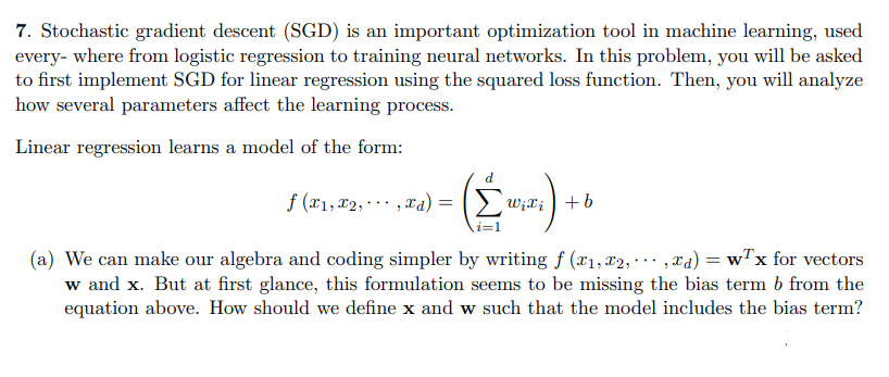 Solved Stochastic Gradient Descent Sgd ﻿is An Important