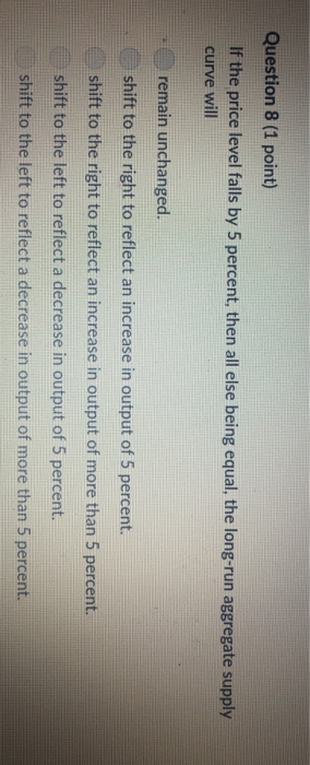 Solved Question 8 (1 point) If the price level falls by 5 | Chegg.com