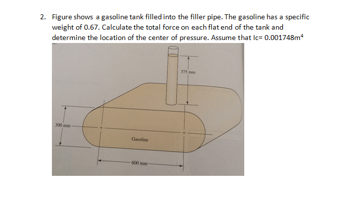Solved 2. Figure shows a gasoline tank filled into the | Chegg.com