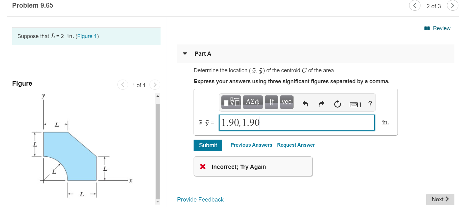 Solved Problem 9.65 2 of 3 IReview Suppose that L 2 in. | Chegg.com