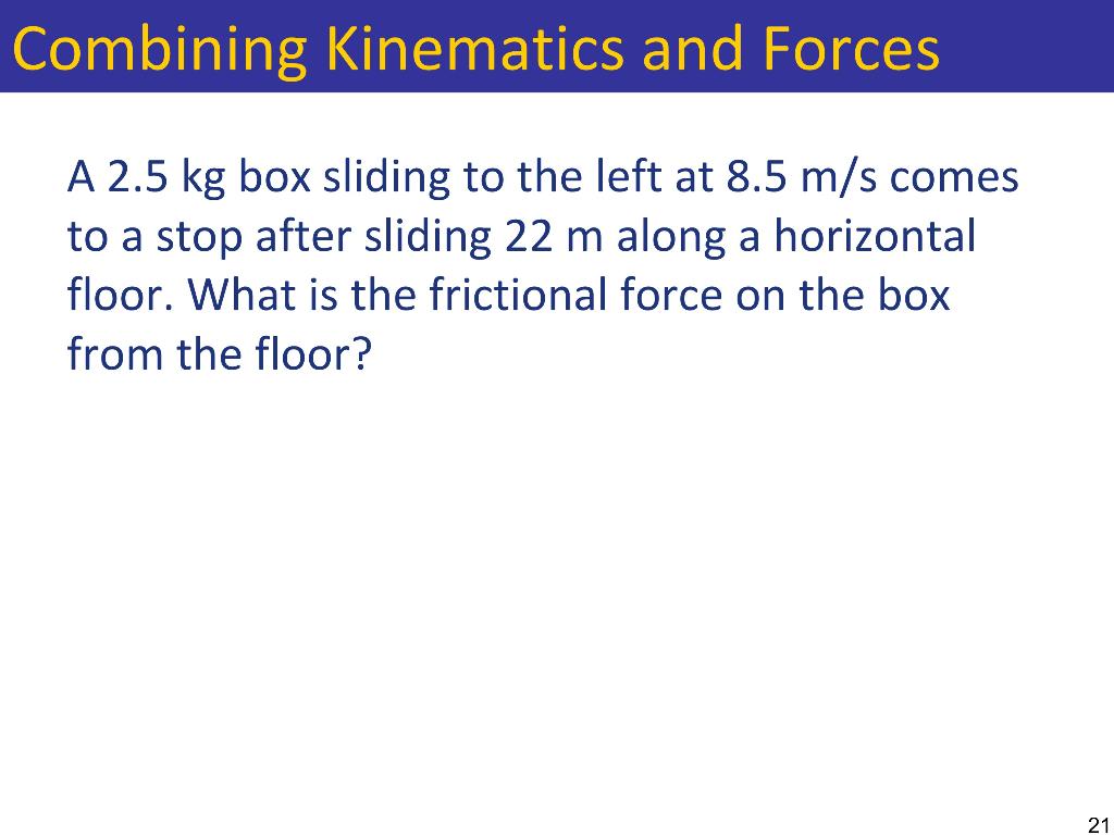 Solved Combining Kinematics and Forces A 2.5 kg box sliding | Chegg.com
