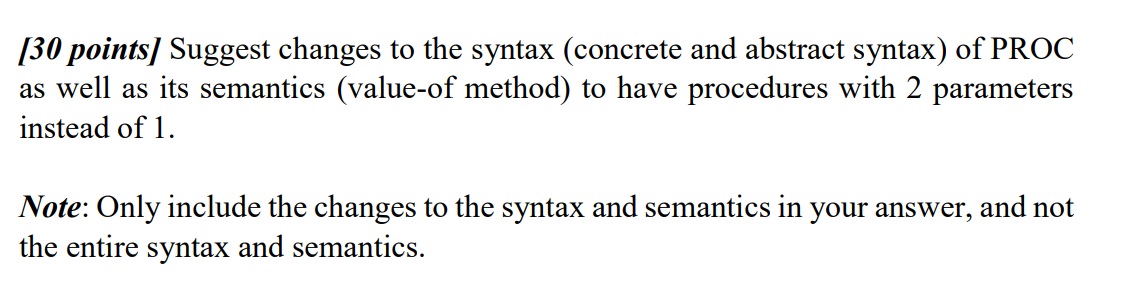 Solved [30 points] Suggest changes to the syntax (concrete | Chegg.com