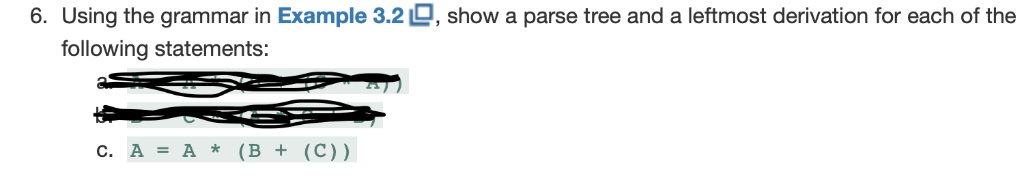 Solved 6. Using the grammar in Example 3.2 , show a parse | Chegg.com