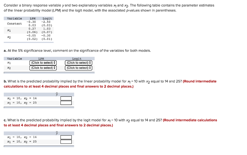 Solved Consider a binary response variable y and two | Chegg.com