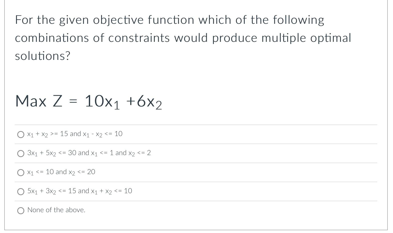 Solved For the given objective function which of the | Chegg.com