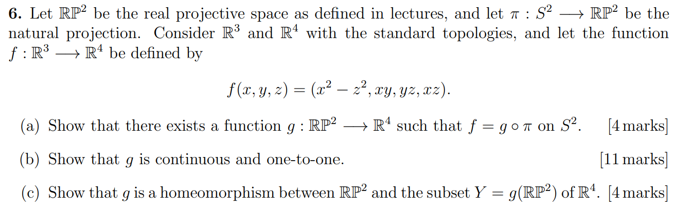 Solved 6. Let RP2 be the real projective space as defined in | Chegg.com