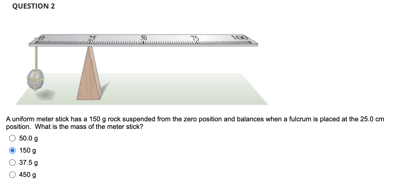 Solved QUESTION 2 50.0 g 150 g 25 A uniform meter stick has | Chegg.com Solved QUESTION 2 50.0 g 150 g 25 A uniform meter stick has | Chegg.com