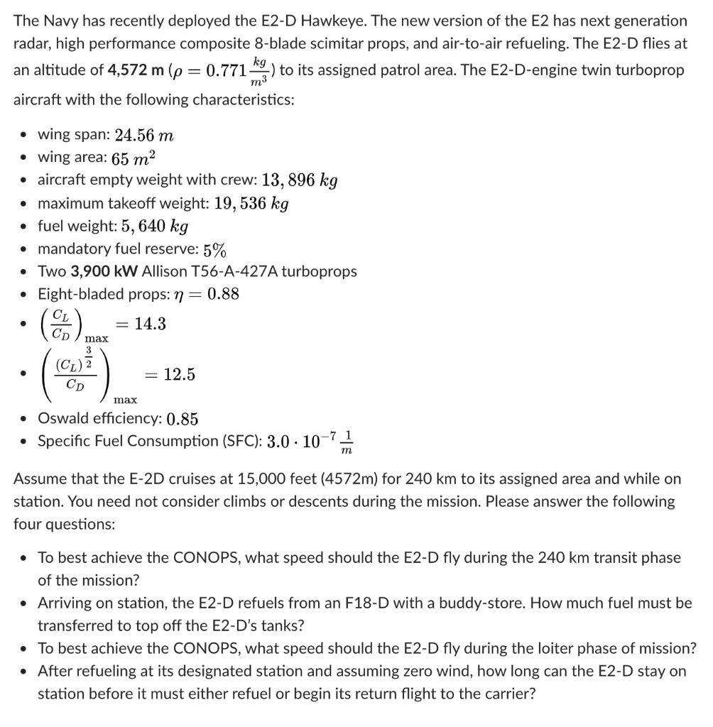 The Navy has recently deployed the E2-D Hawkeye. The | Chegg.com