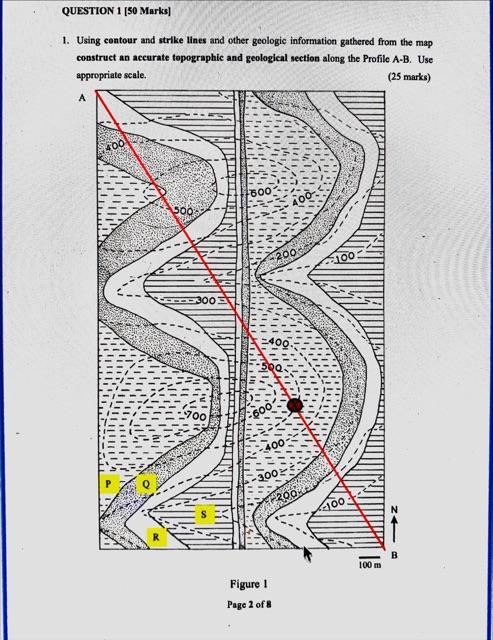 Using contour and strike lines and other geologic | Chegg.com