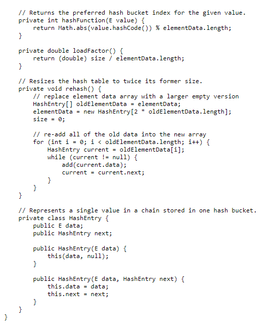 add an iterator to HashSet class written in this | Chegg.com