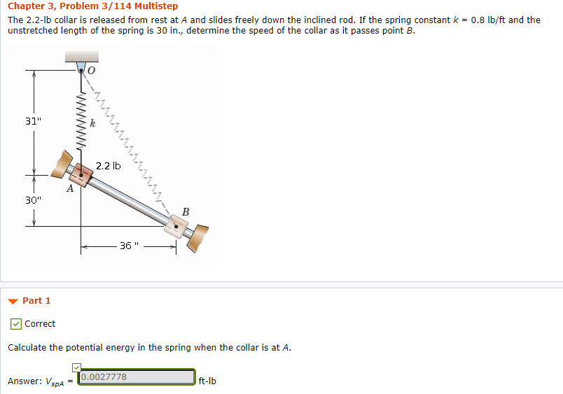 Solved Calculate the potential energy in the spring when the | Chegg.com
