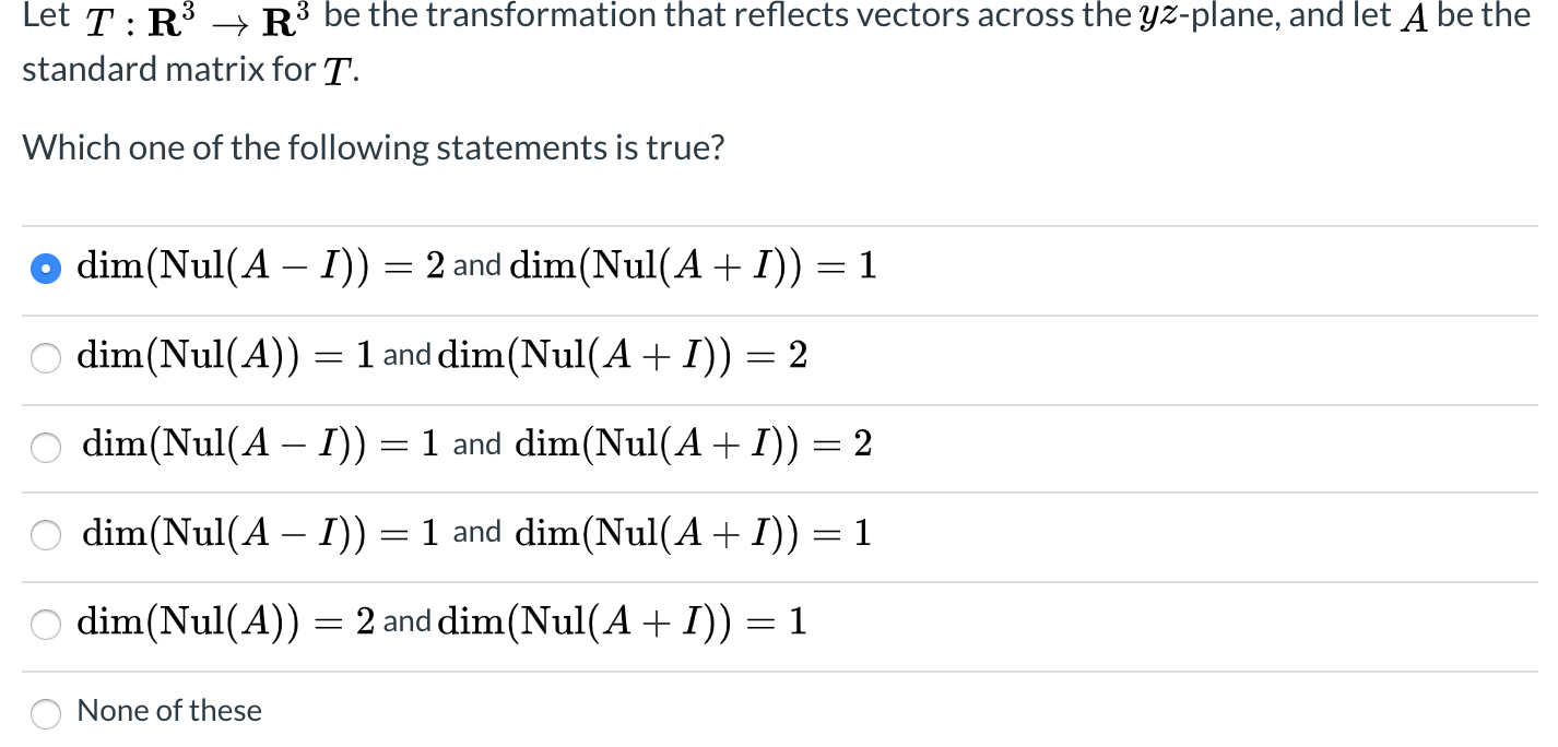 Solved Let T: R3 R3 be the transformation that reflects | Chegg.com