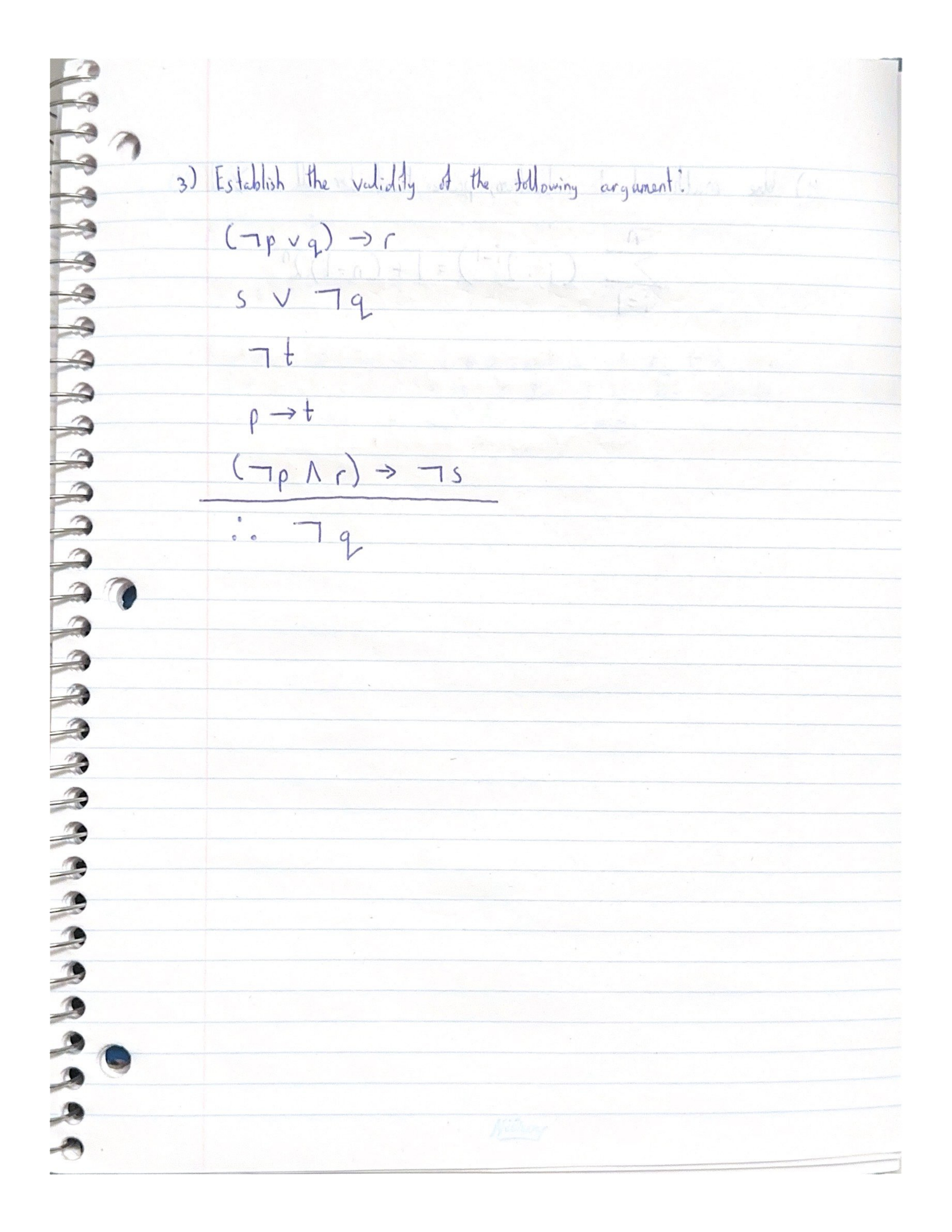 Solved Establish the validity of the following | Chegg.com