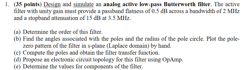 Solved 1 35 Points Design And Simulate An Analog Active
