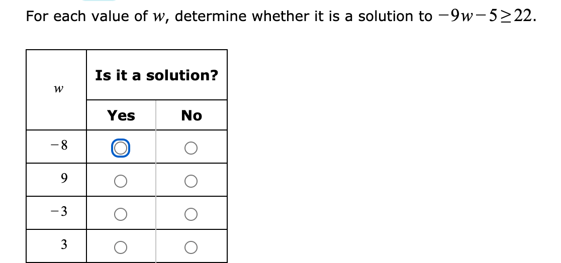Solved For each value of w, determine whether it is a | Chegg.com