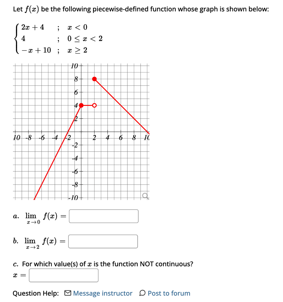 Solved Let f(x) be the following piecewise-defined function | Chegg.com