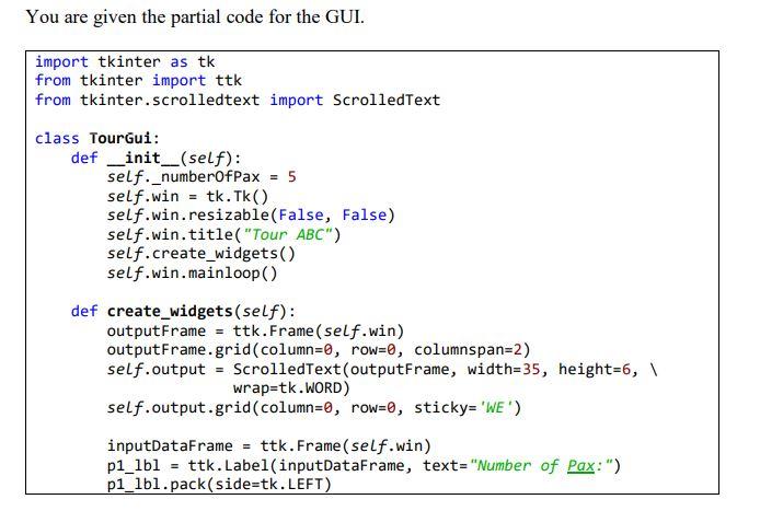 [Solved]: Develop GUI for an application based on user requi