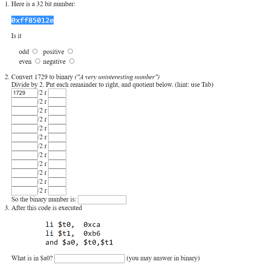 Solved 1. Here is a 32 bit number: Oxff85012 Is it odd o | Chegg.com