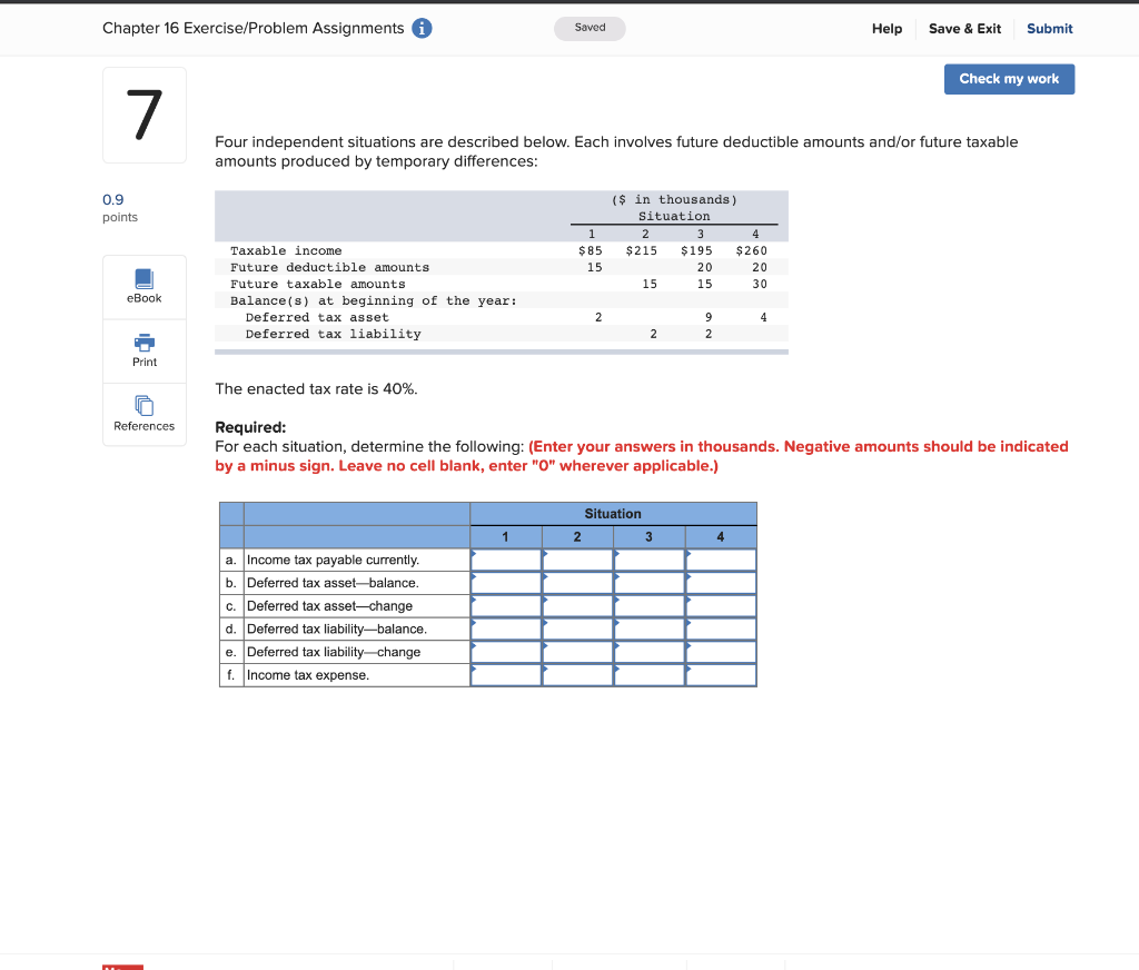 Solved Chapter 16 Exercise/Problem Assignments Saved Help | Chegg.com
