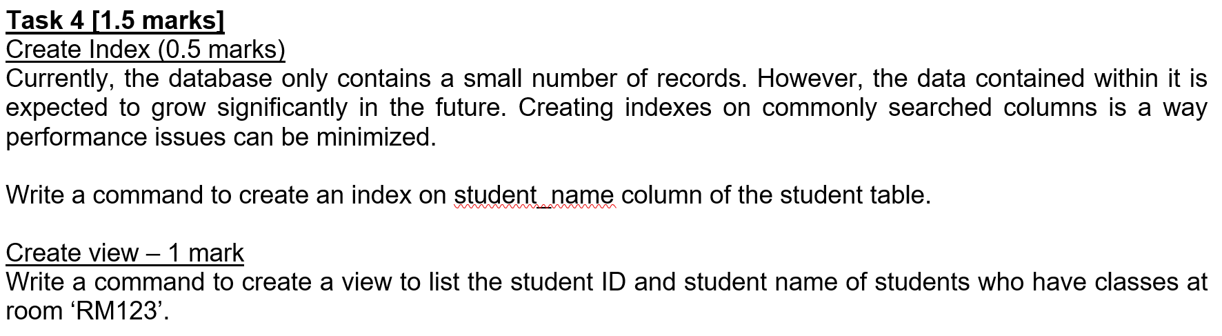 Solved Task 4 15 Marks Create Index 05 Marks 2597