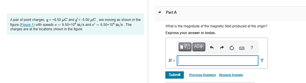 Solved A pair of ﻿point charges, q=+8.50μC ﻿and q'=-5.00μC, | Chegg.com