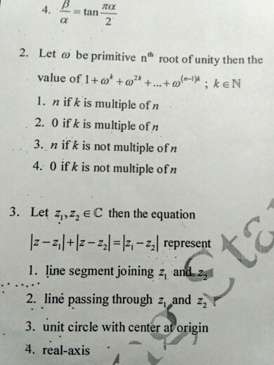 Solved πα 2. Let ω be primitive nth root of unity then the | Chegg.com