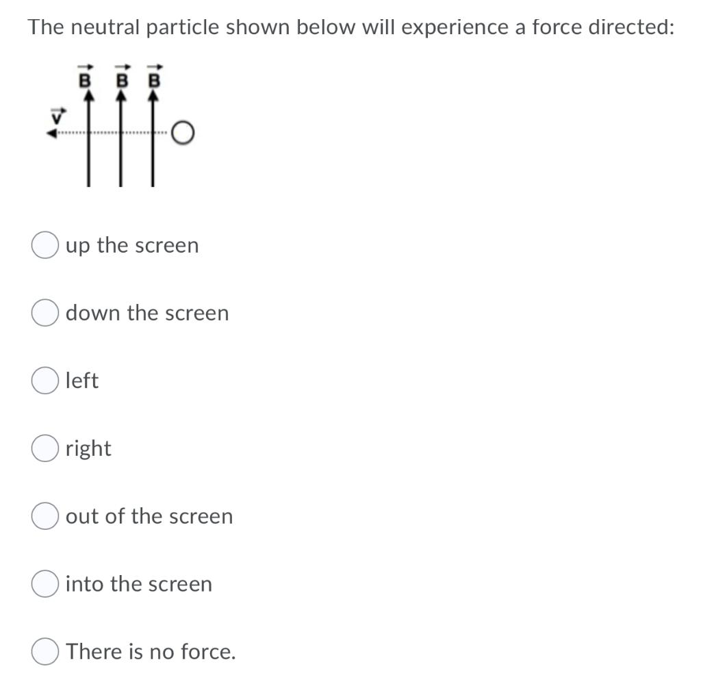 Solved The neutral particle shown below will experience a | Chegg.com