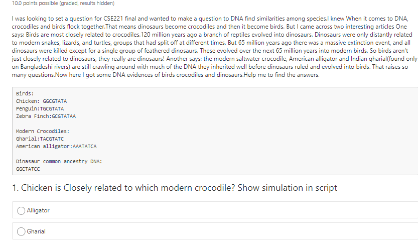 10.0 points possible (graded, results hidden) I was | Chegg.com