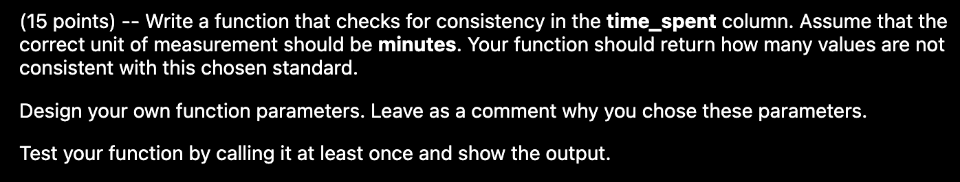 Solved (15 points) -- Write a function that checks for | Chegg.com