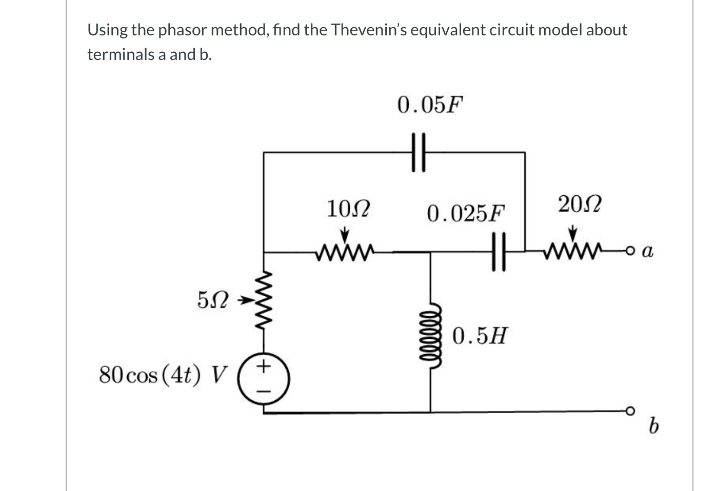 Solved Using the phasor method, find the Thevenin's | Chegg.com