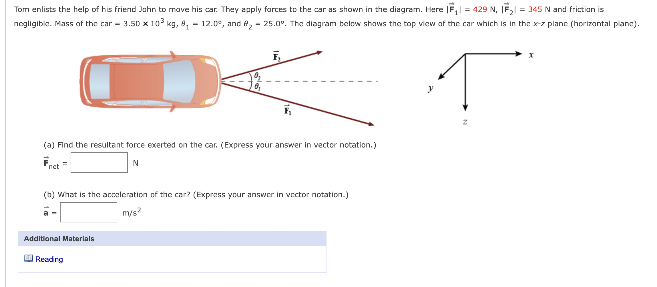 Solved (a) Find the resultant force exerted on the car. | Chegg.com