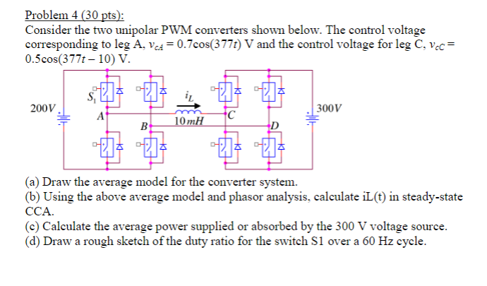 Problem 4 (30 pts): Consider the two unipolar PWM | Chegg.com