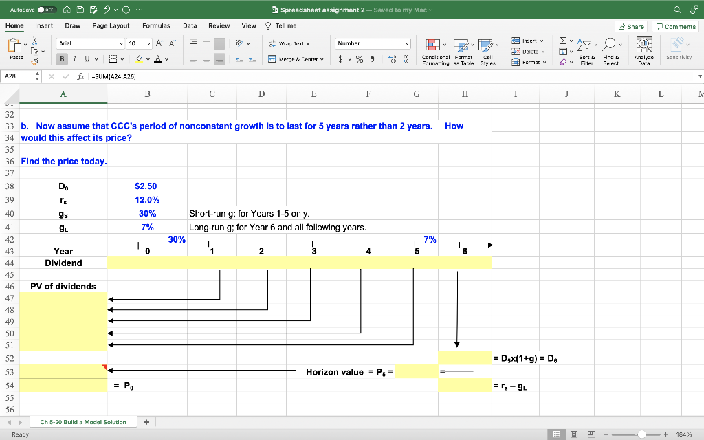 Solved AutoSave OF A v G... A Spreadsheet assignment 2 - | Chegg.com