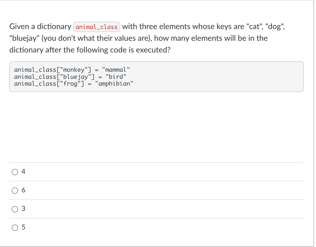 Solved Given A Dictionary With Three Elements Whose Keys Are 