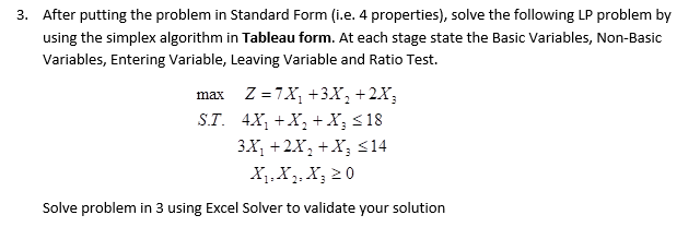 Solved 3. After putting the problem in Standard Form (i.e. 4 | Chegg.com