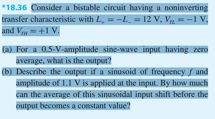 Solved *18.36 Consider a bistable circuit having a | Chegg.com