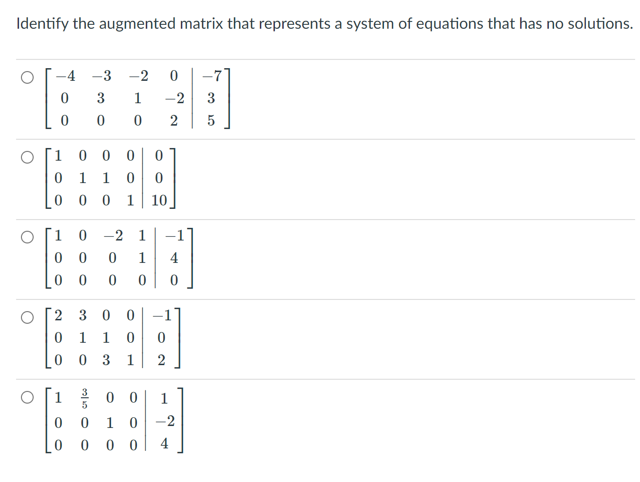 Solved Identify the augmented matrix that represents a | Chegg.com