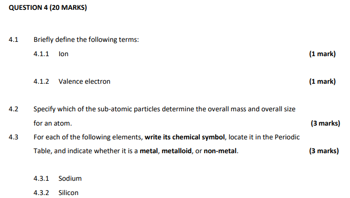 Solved 4.1 Briefly define the following terms: 4.1.1 Ion | Chegg.com