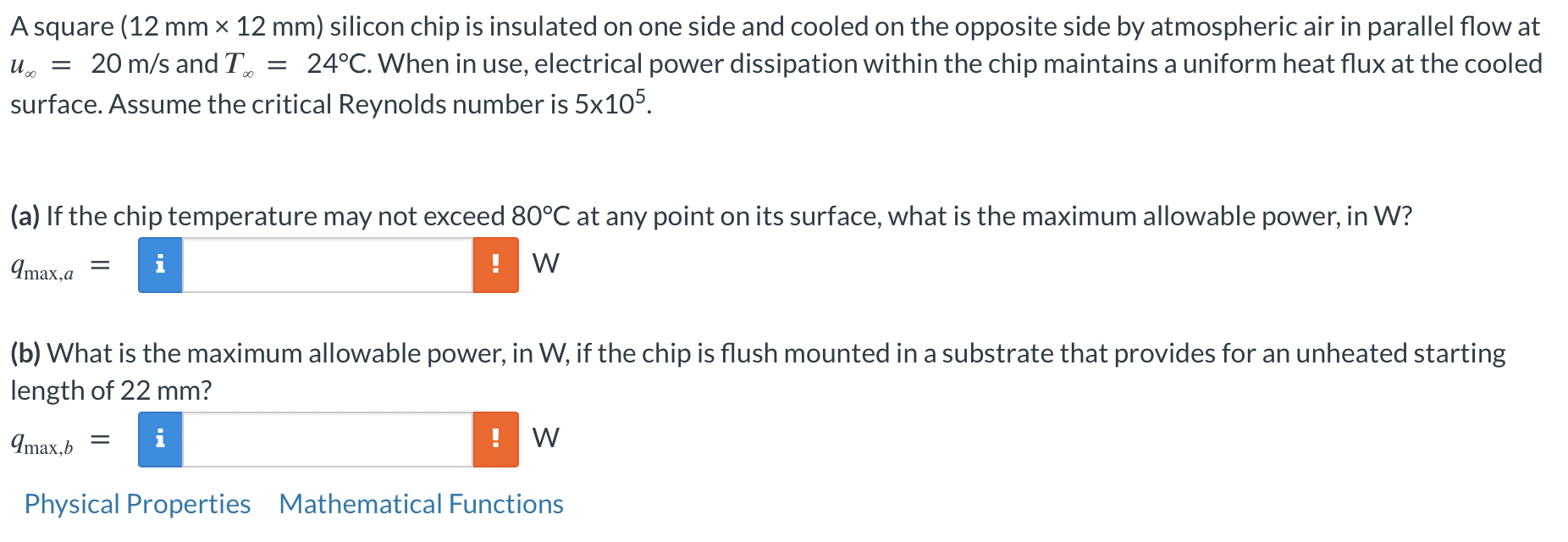 Solved A square ( 12 mm×12 mm ) silicon chip is insulated on | Chegg.com