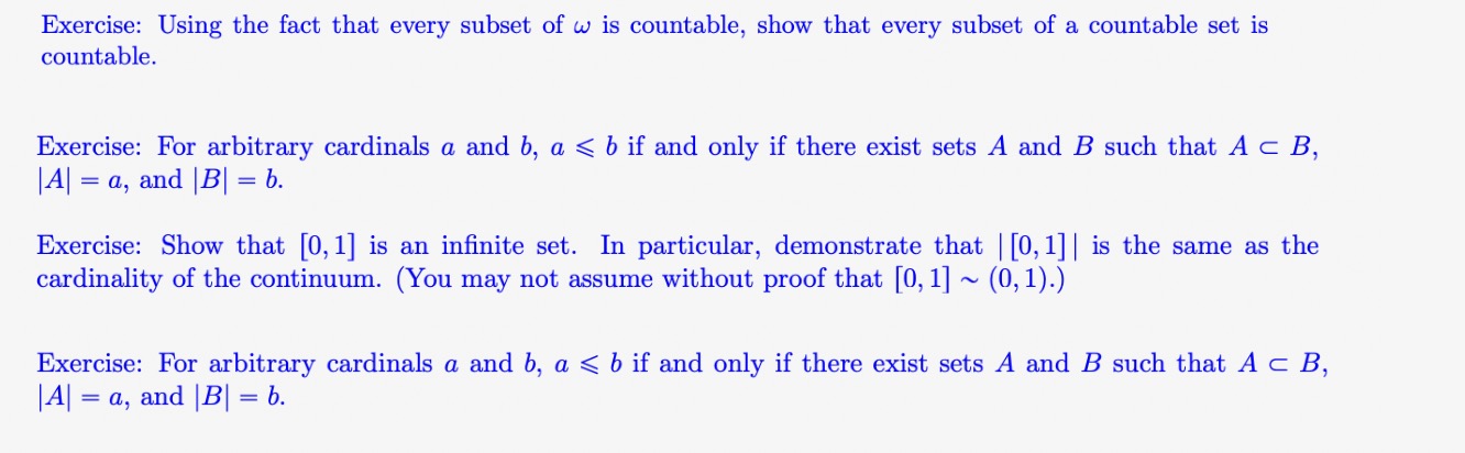 Solved Exercise: Using the fact that every subset of ω is | Chegg.com