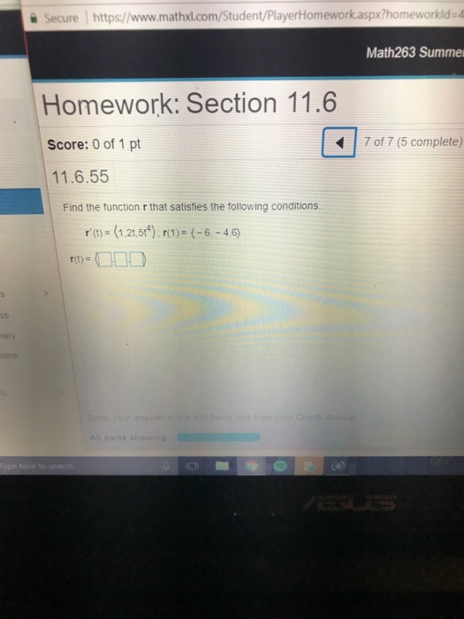 Solved Find the function r that satisfies the following | Chegg.com