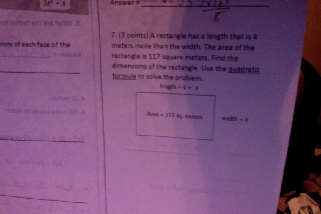 Solved 7. (3 points) A rectangle has a length that is 4 | Chegg.com