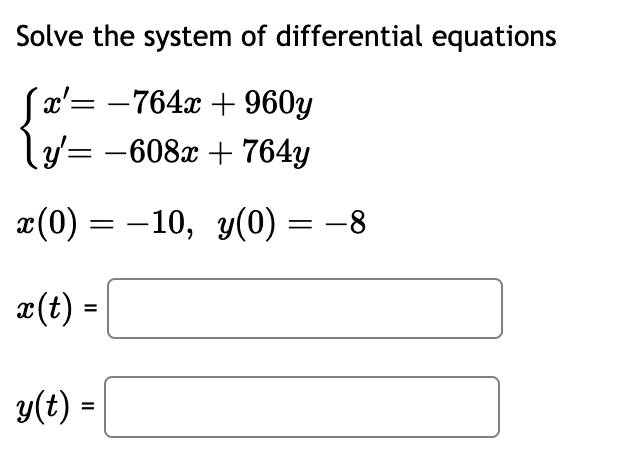 Solved Solve the system of differential equations | Chegg.com